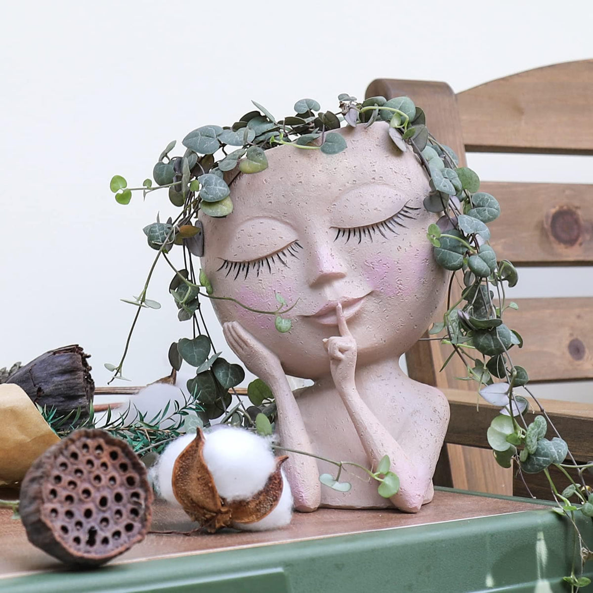 Pot de Fleur Visage Femme - Drainage Unique, Design Créatif - Jardioui